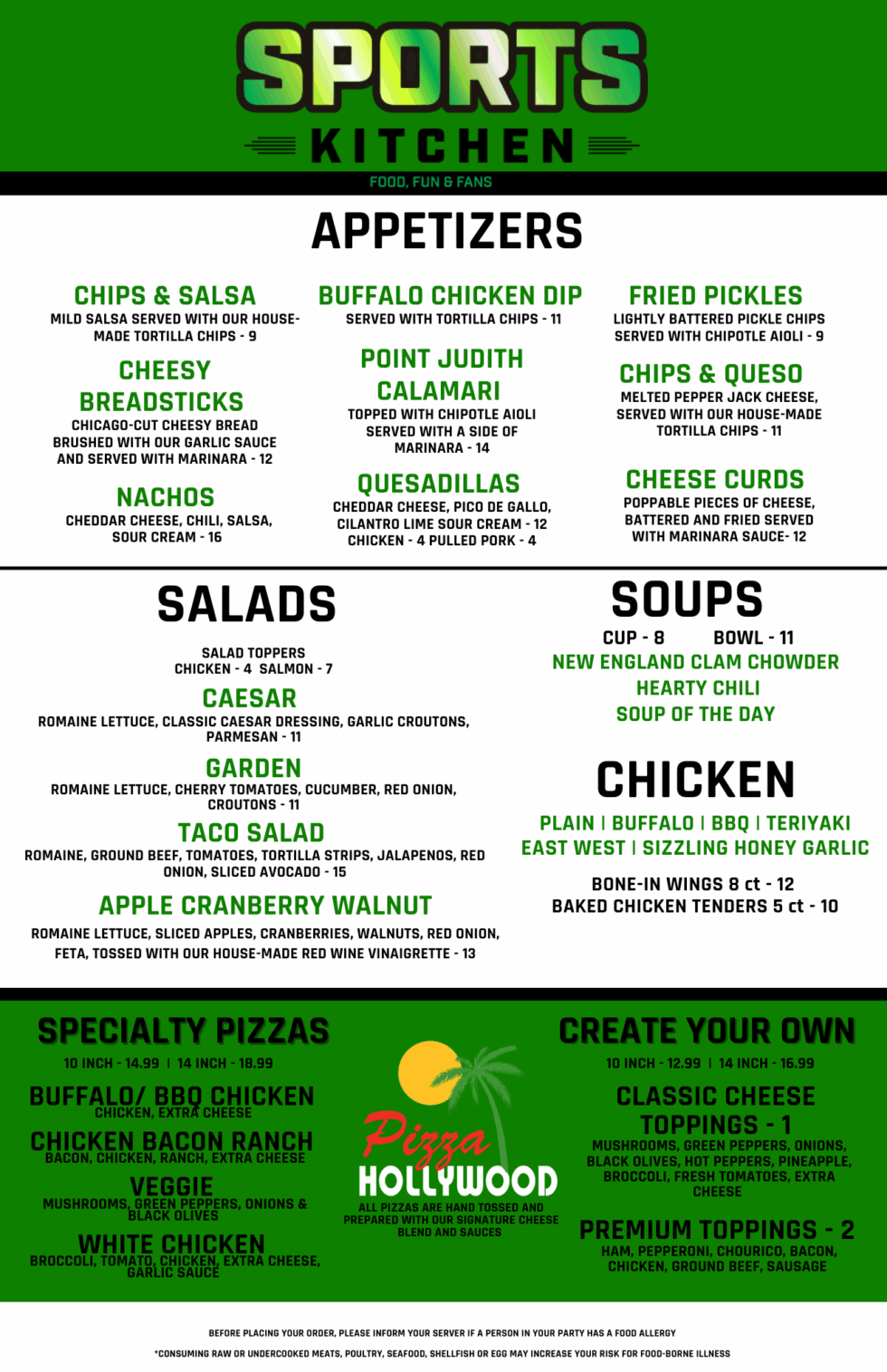 Sports Kitchen Menu | Sports Kitchen